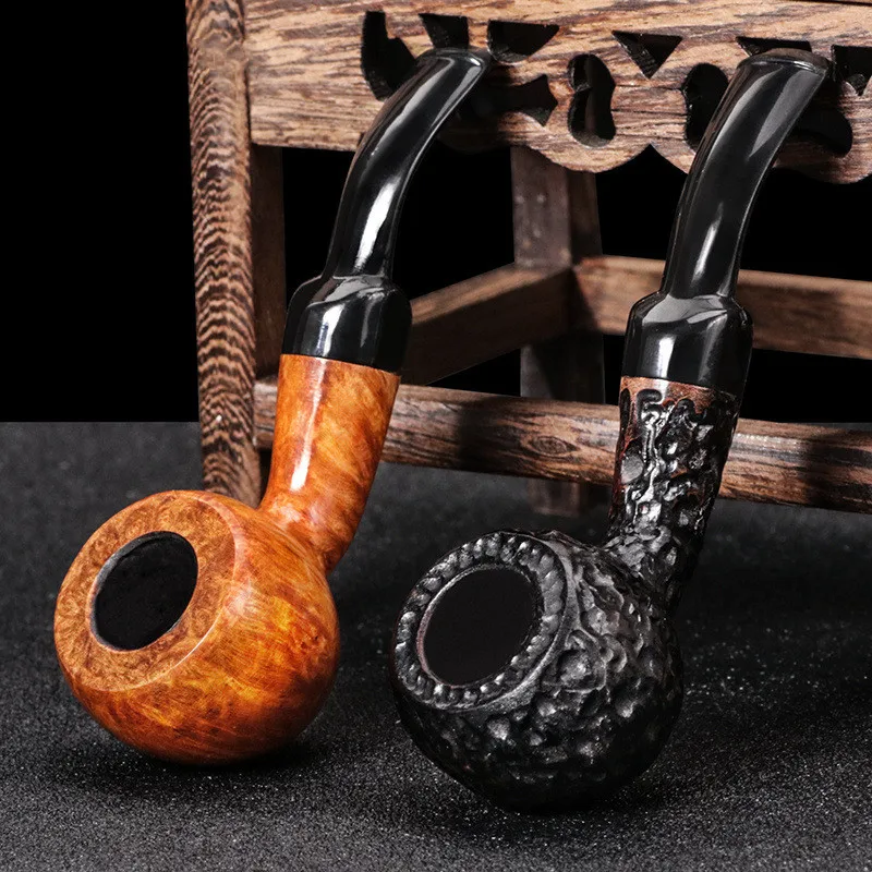 Creative-Mini-Handmade-Nature-Solid-Wood-Bent-Type-Smoking-Pipe-Round ...