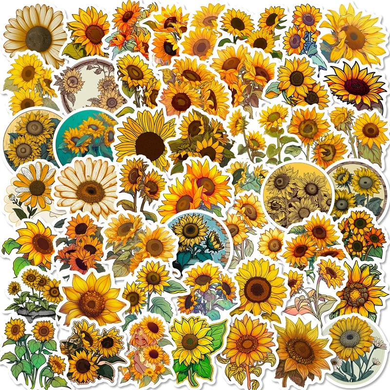 10-30-50PCS-Pastoral-Sunflower-PVC-Sticker-Aesthetic-Decoration ...
