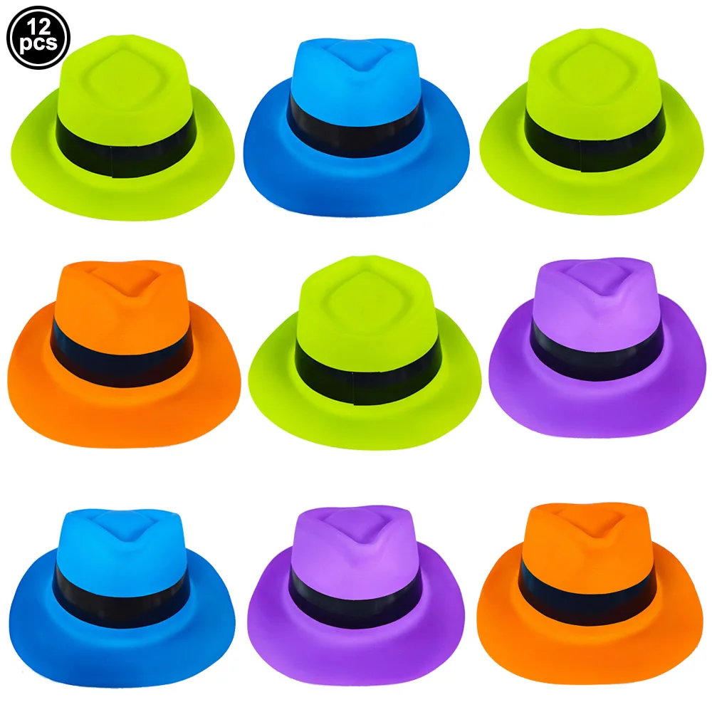 12pcs-Neon-Party-Hats-UV-Blacklight-Glow-Party-Decorations-Fluorescence ...