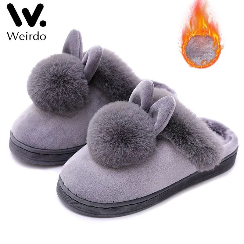 Fluffy-House-Shoes-Women-Winter-Warm-Slippers-Cute-Rabbit-Ears-Female ...