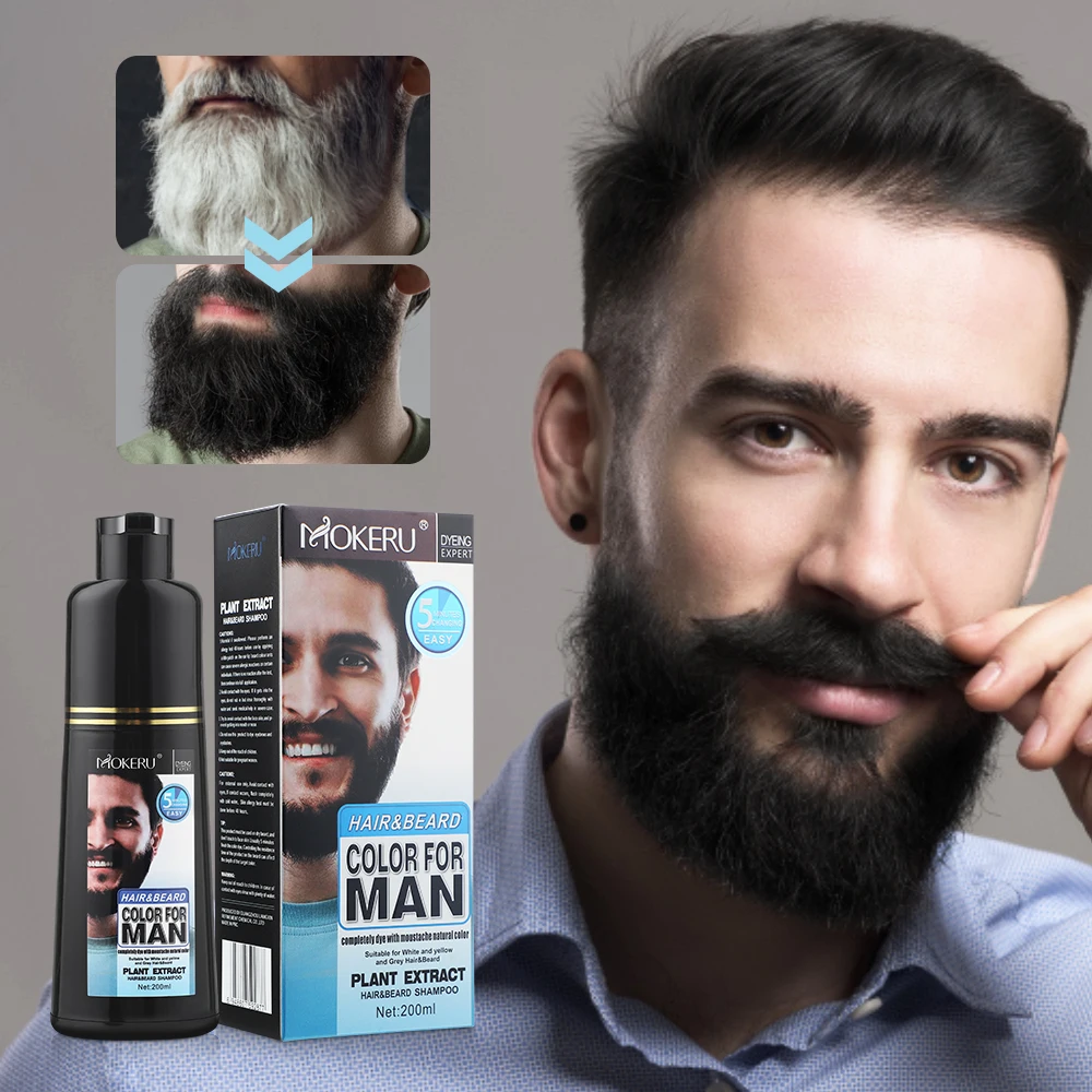 Natural-Long-Lasting-200ml-Permanent-Beard-Dye-Shampoo-For-Men-Beard ...