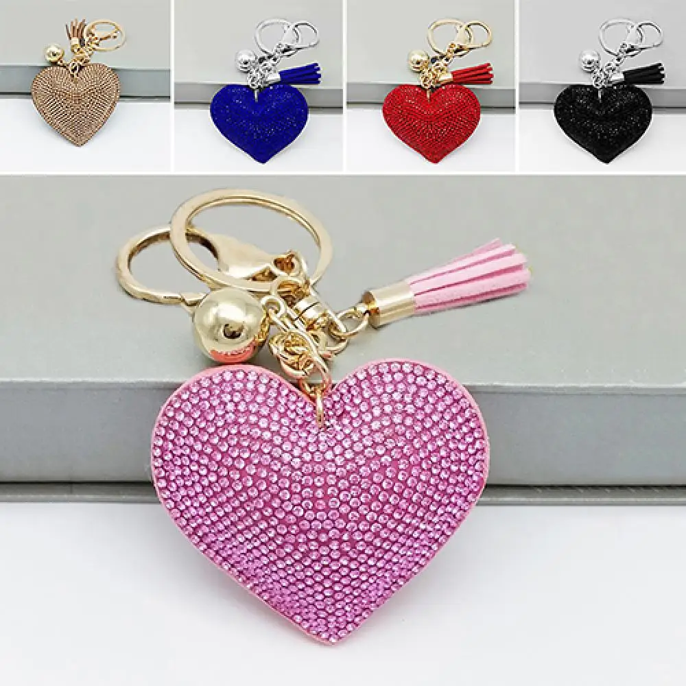 Love-Heart-Charm-Fringe-Keyring-Pendant-Keychain-Romantic-Dazzling ...