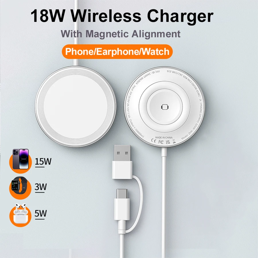 Magnetic Wireless Charger 3 In 1 Double Sided 18W Fast Charging for ...