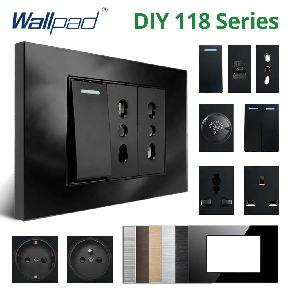Wallpad-DIY-Black-Tempered-Glass-Stainless-Steel-Aluminum-Panel-Wall ...