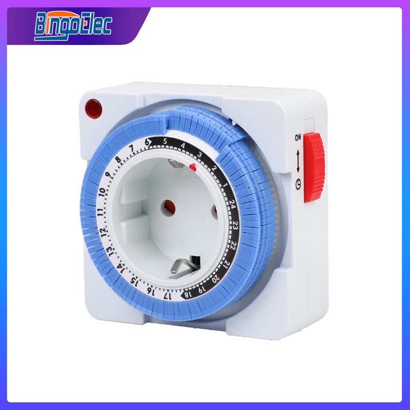 EU Timer Switch Timer Plug 24 Hours In Mechanical Grounded Programmable Smart Countdown Loop ...