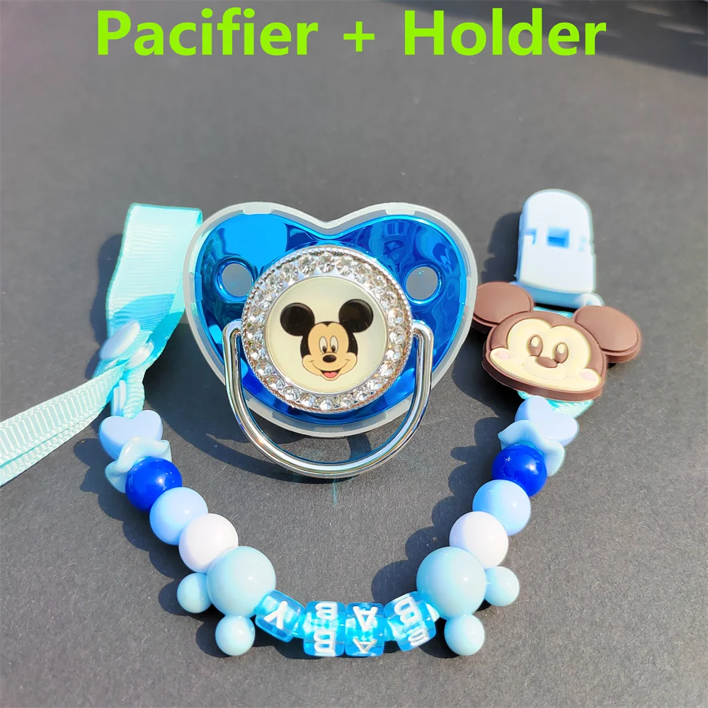 Disney Mickey Mouse Baby Pacifier With Beaded Pacifier Clip Bling Bpa ...