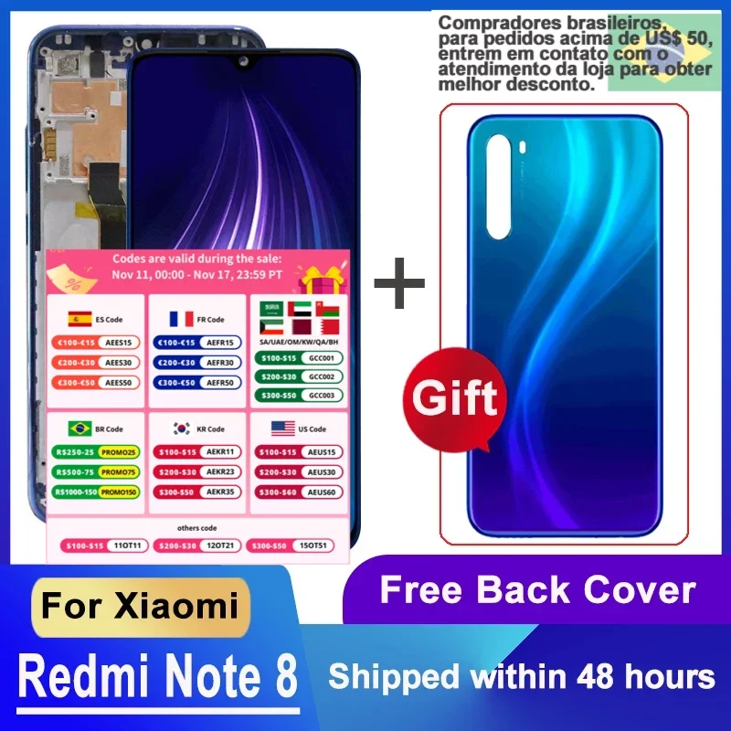 Tela-Do-Telefone-Original-Para-Xiaomi-Redmi-Nota-8-Toque-LCD-Substitui ...