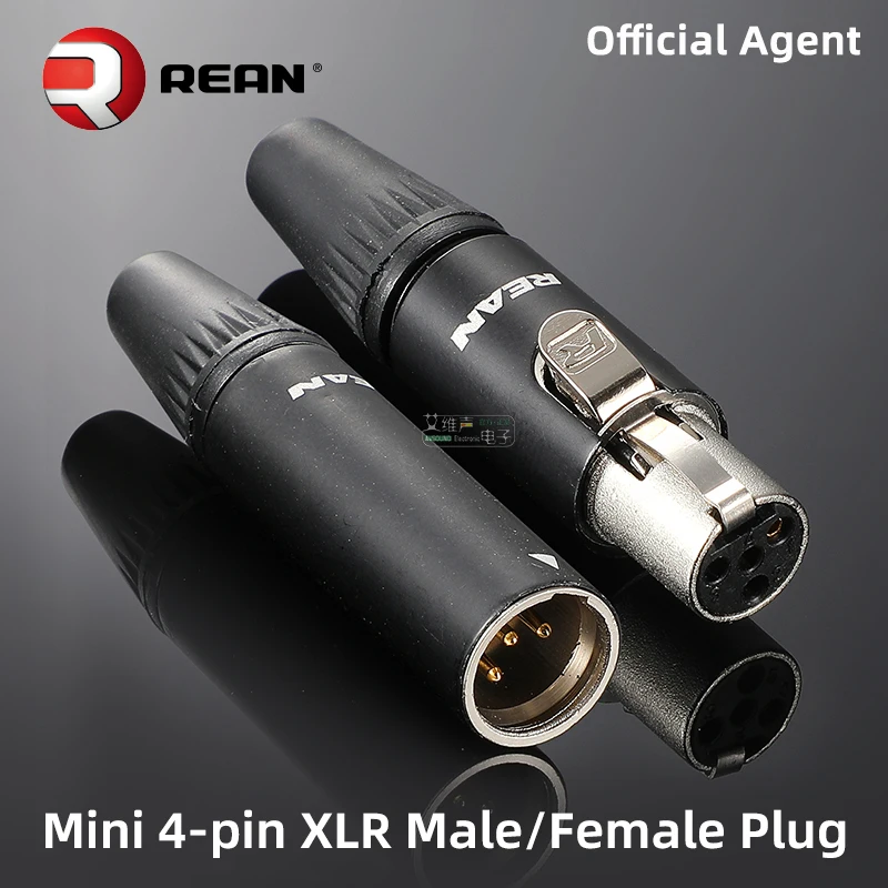 NEUTRIK REAN 4 Pin Tiny XLR Cable Connector Male Female 4 Pole Mini Plug RT4FC-B RT4MC-B ...