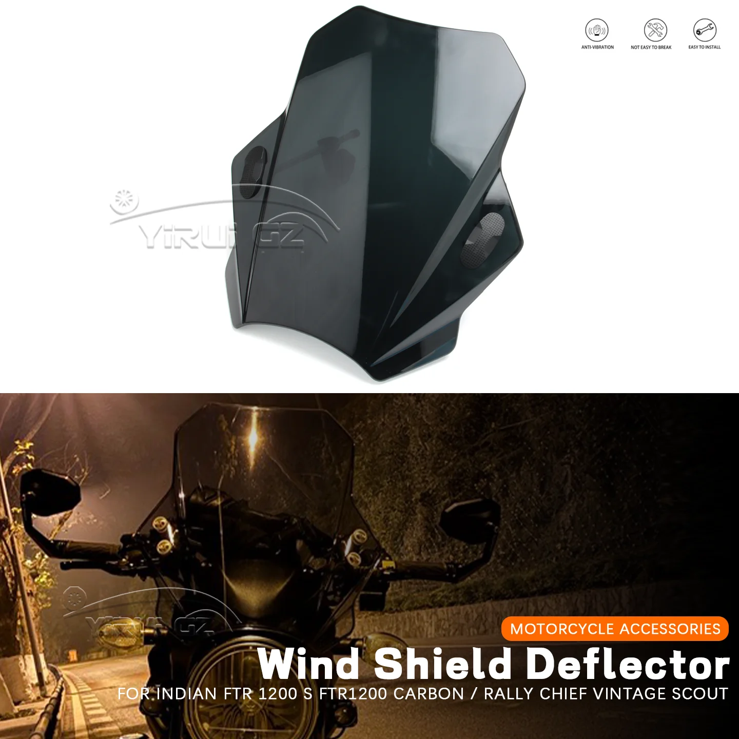 Motorcycle Windscreen Windshield Screen Wind Shield Deflector Protector ...