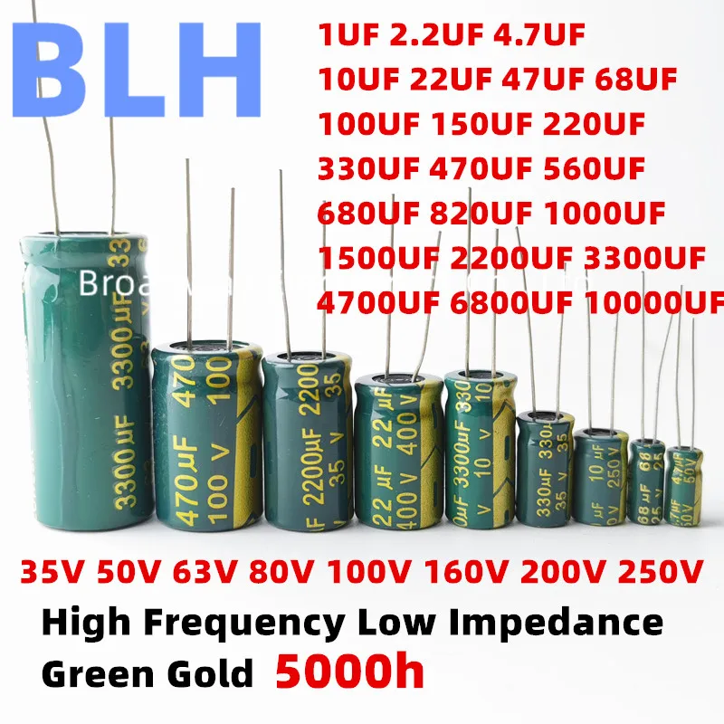 2-50PCS 35V 50V 63V 80V 100V 160V 200V 250V High Frequency Low ESR Aluminum Capacitor 1UF 2.2UF ...