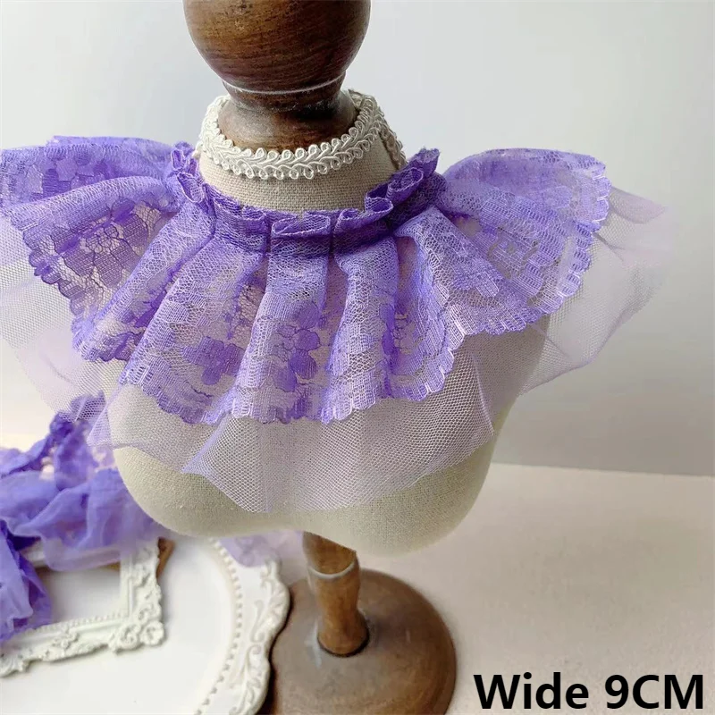 9CM-Wide-Double-Layers-Purple-Tulle-Mesh-Wrinkled-Embroidered-Ribbon ...