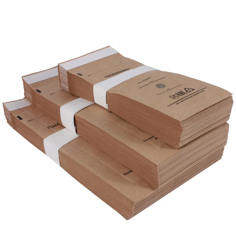 50PCS-Kraft-Paper-Cleaning-Bag-High-Temperature-Disinfection-Self ...