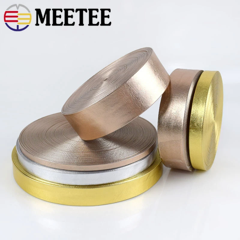 Meetee 5m 5-50mm Width Synthetic Pu Leather Ribbon Gold Silver Bag ...