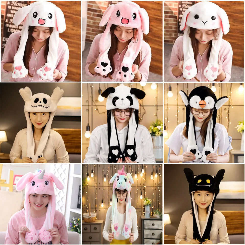 Cute-Bunny-Ear-Moving-Hat-Animal-Plush-Hat-Jumping-up-Moving-Ears-Pop ...