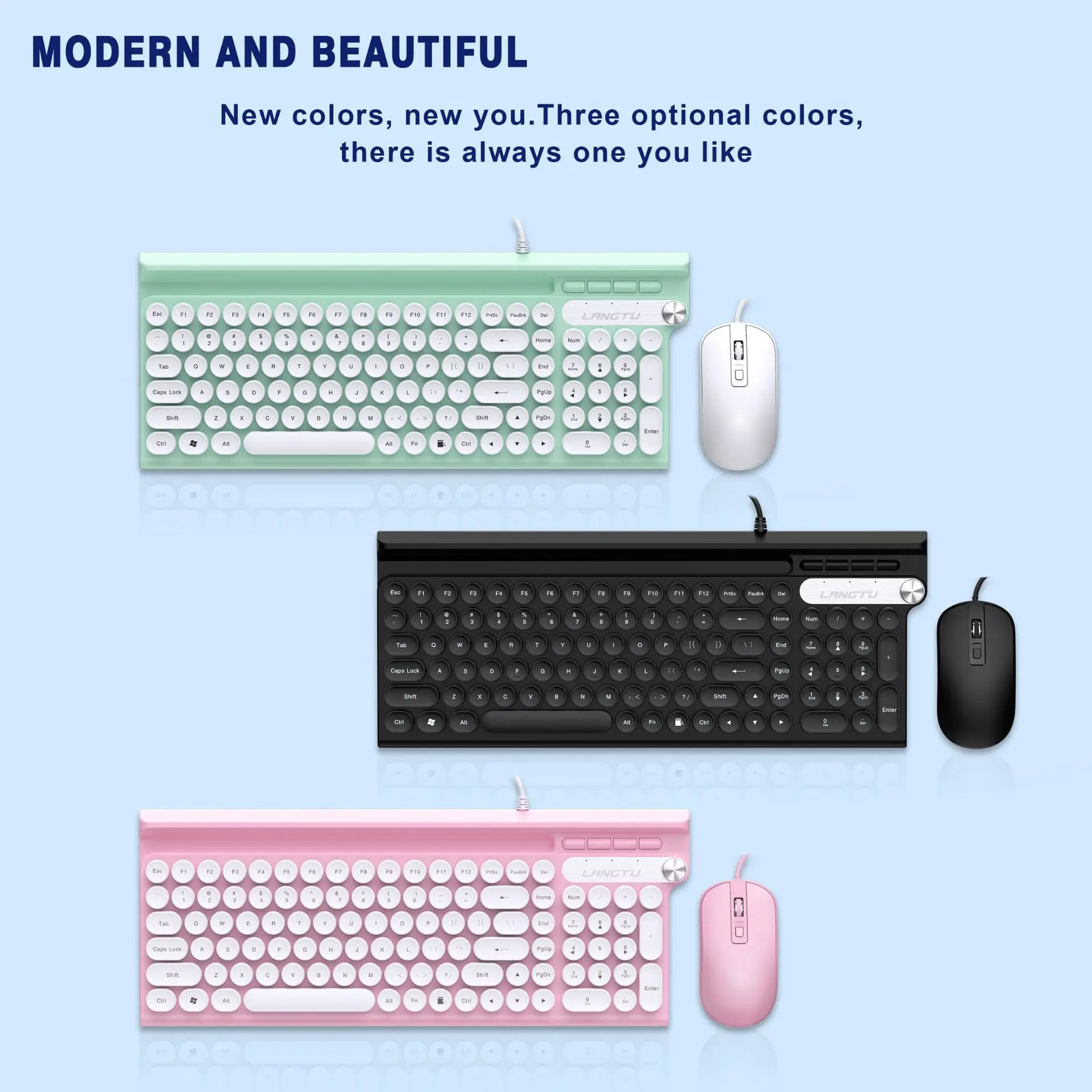 L3/L4 wired keyboard and mouse set, punk style silent and anti spill mechanical touch keyboard ...