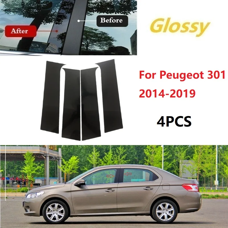 For Polished Pillar Posts for Peugeot 301 2014 2019 BC Window Trim ...