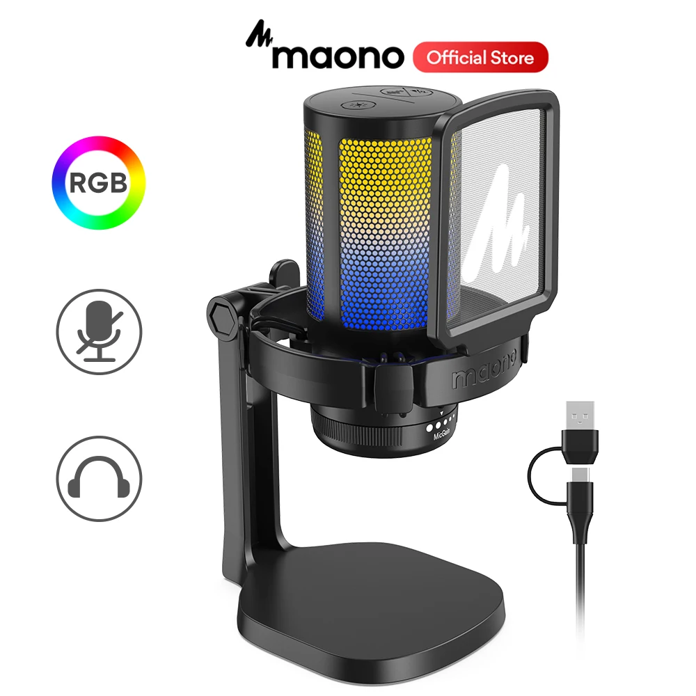 Maono-DGM20-Gaming-Microphone-USB-Microphone-Condenser-Mic-RGB-Gaming ...