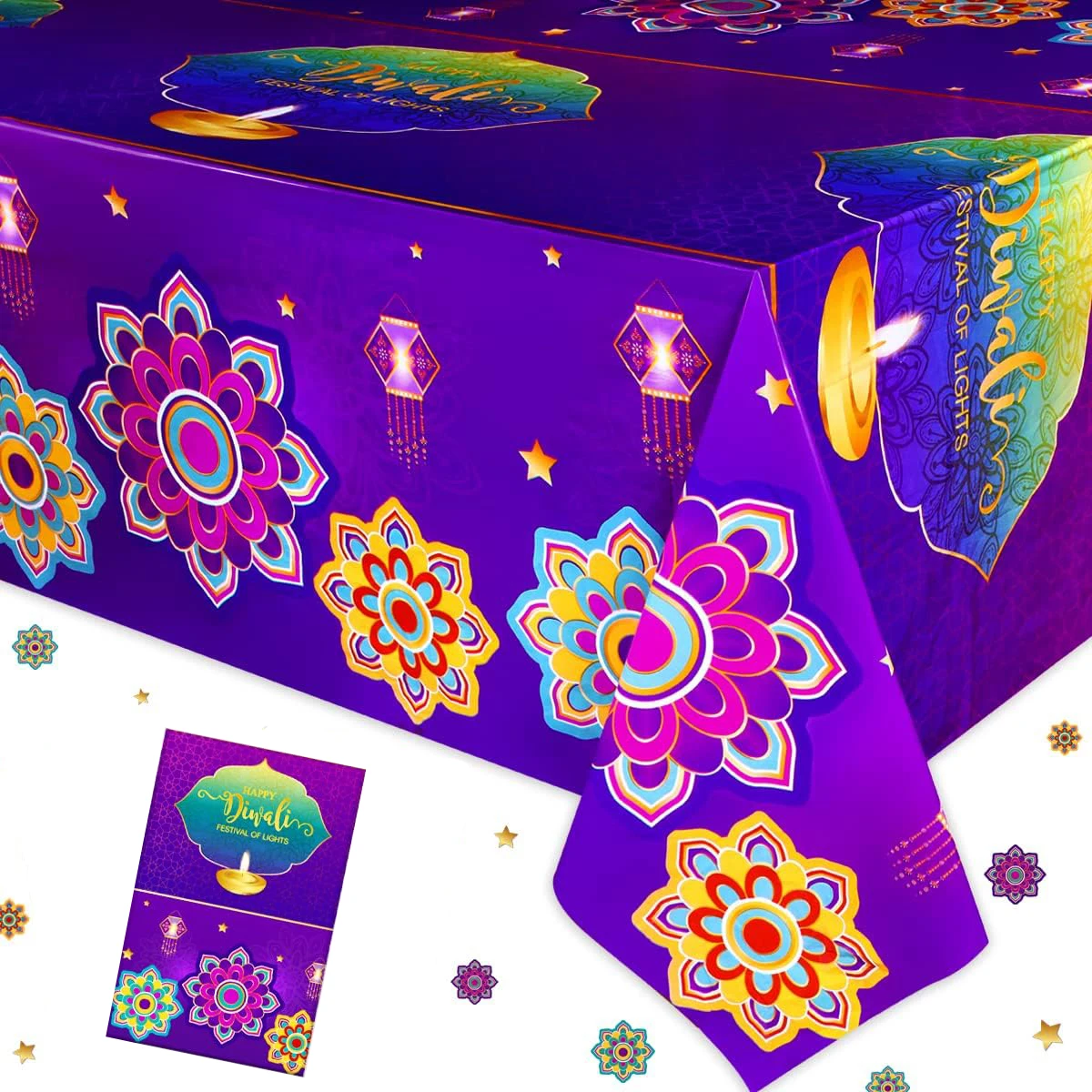 Happy-Diwali-Tablecloth-India-Holiday-Festival-of-Lights-Party-Supplies ...