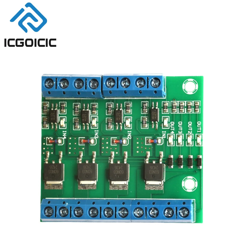 4-Channel PWM MOSFET Driver Module – 3.7V-27V Input, 10A per Channel ...