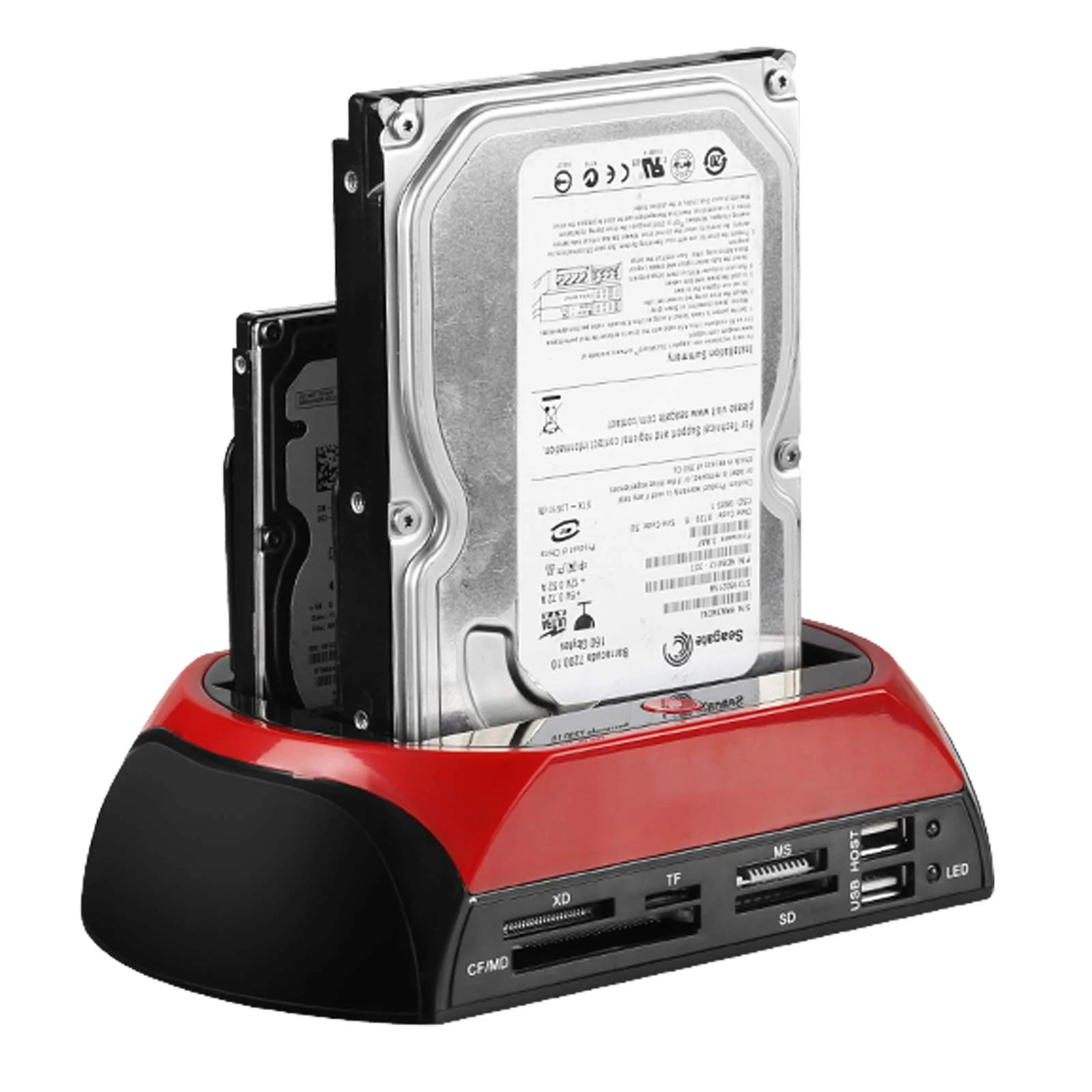 다기능 HDD 카드 리더 도킹 스테이션, 듀얼 USB 2.0, 2.5 인치, 3.5 인치 IDE SATA 외장 HDD 박스 ...