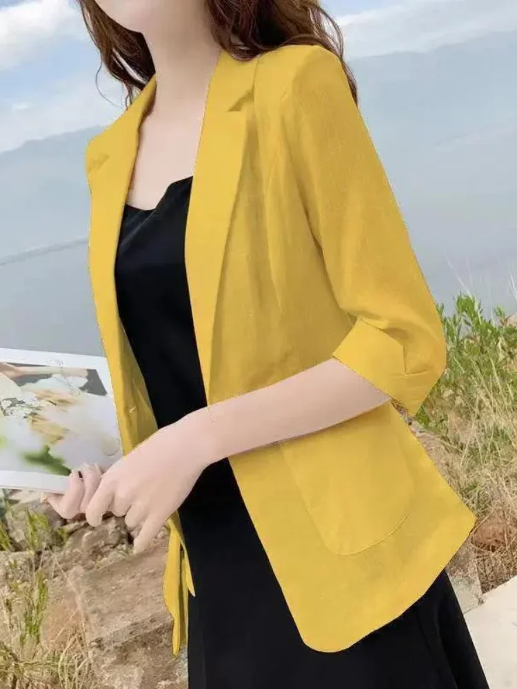 Women-s-Blazer-Summer-2023-New-In-Korean-Temperament-Thin-Three-Quarter ...