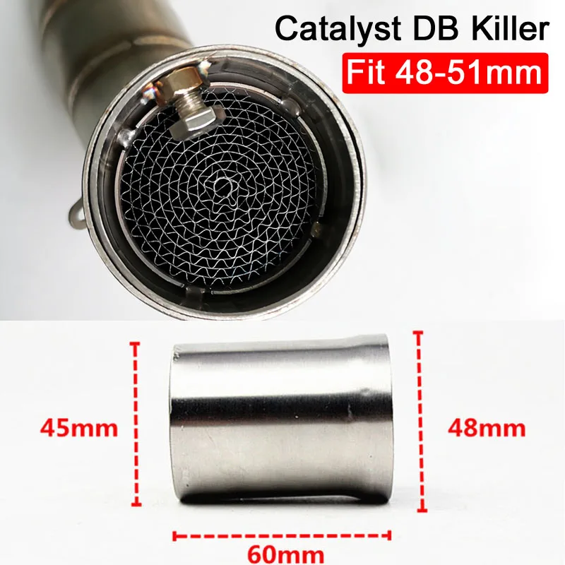 Universal 48MM 49MM 51MM Refit Motorcycle Exhaust Pipe Catalyst Muffler ...