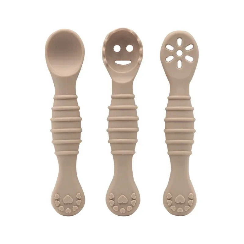 3PCS-Cute-Baby-Learning-Spoons-Utensils-Set-Food-Grade-Silicone-Sticky ...
