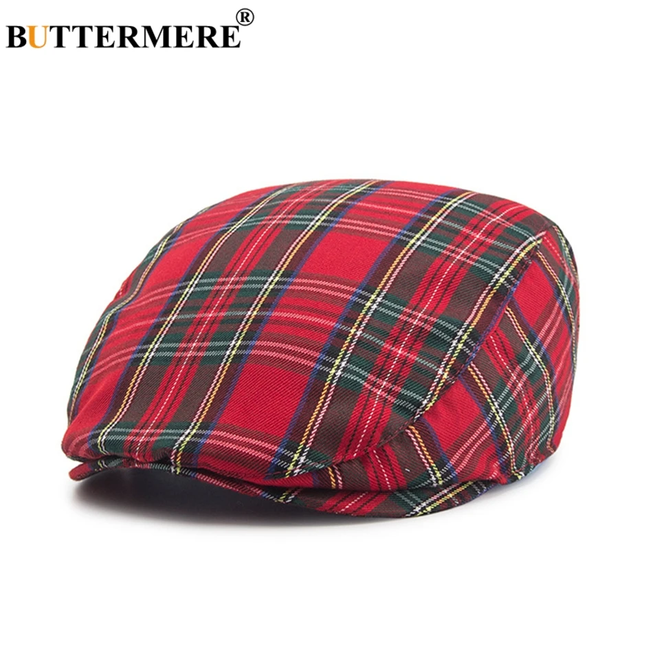 BUTTERMERE-Womens-Plaid-Flat-Caps-Male-Casual-Cotton-Vintage-Berets ...
