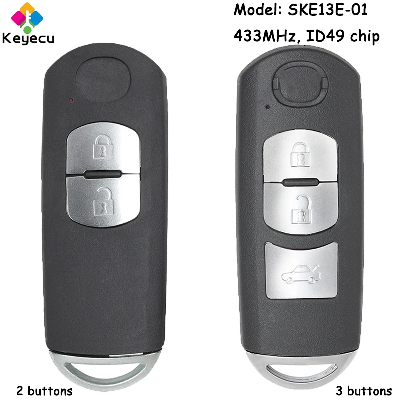 KEYECU Smart Remote Control Car Key With 2 3 Buttons 433MHz ID49 Chip ...