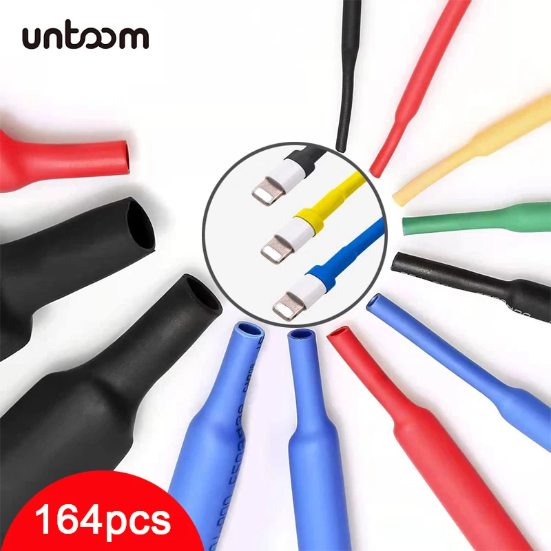 164pcs-Heat-Shrink-Wrapping-Kit-Heat-Shrink-Tubing-Smartphone-Cable ...