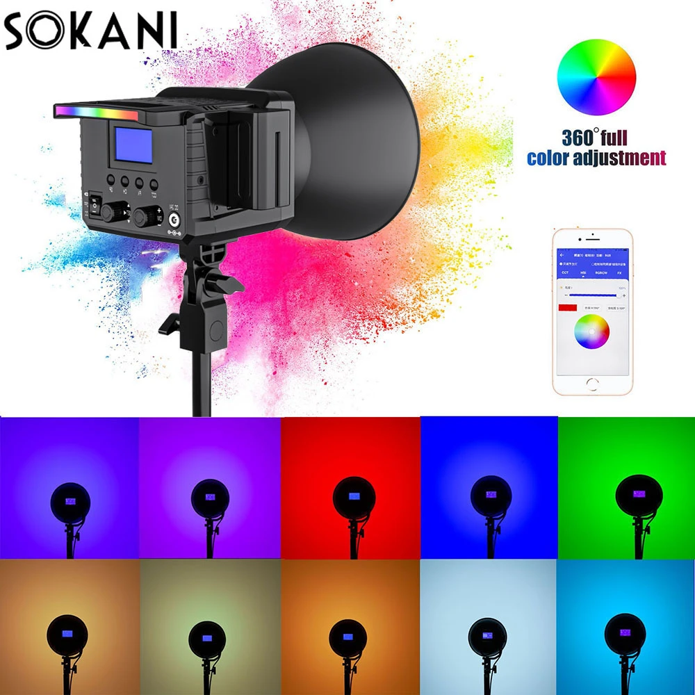 Sokani X100 Bi-color Rgb Led Luz De Vídeo 100w 2800k-10000k App ...