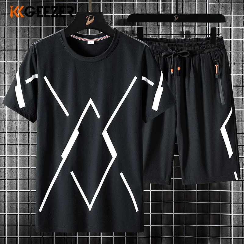 Men T Shirt Set Oversize 6XL 7XL 8XL Shorts Tshirt Suit Plus Size Short ...