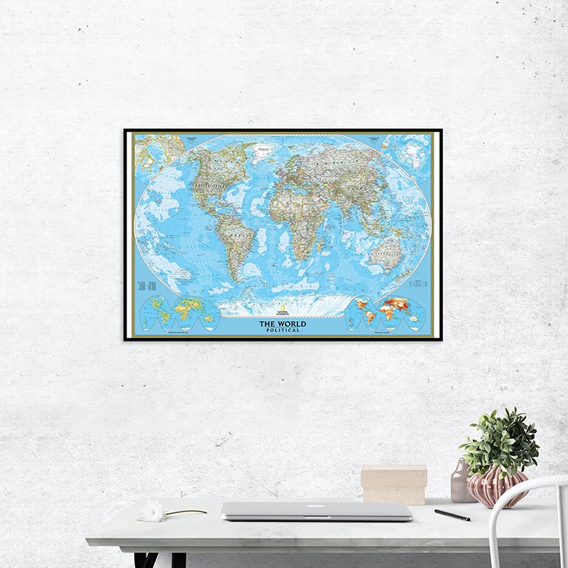 59-42cm-World-Map-Non-woven-Canvas-Painting-Wall-Art-Tapestry-World ...