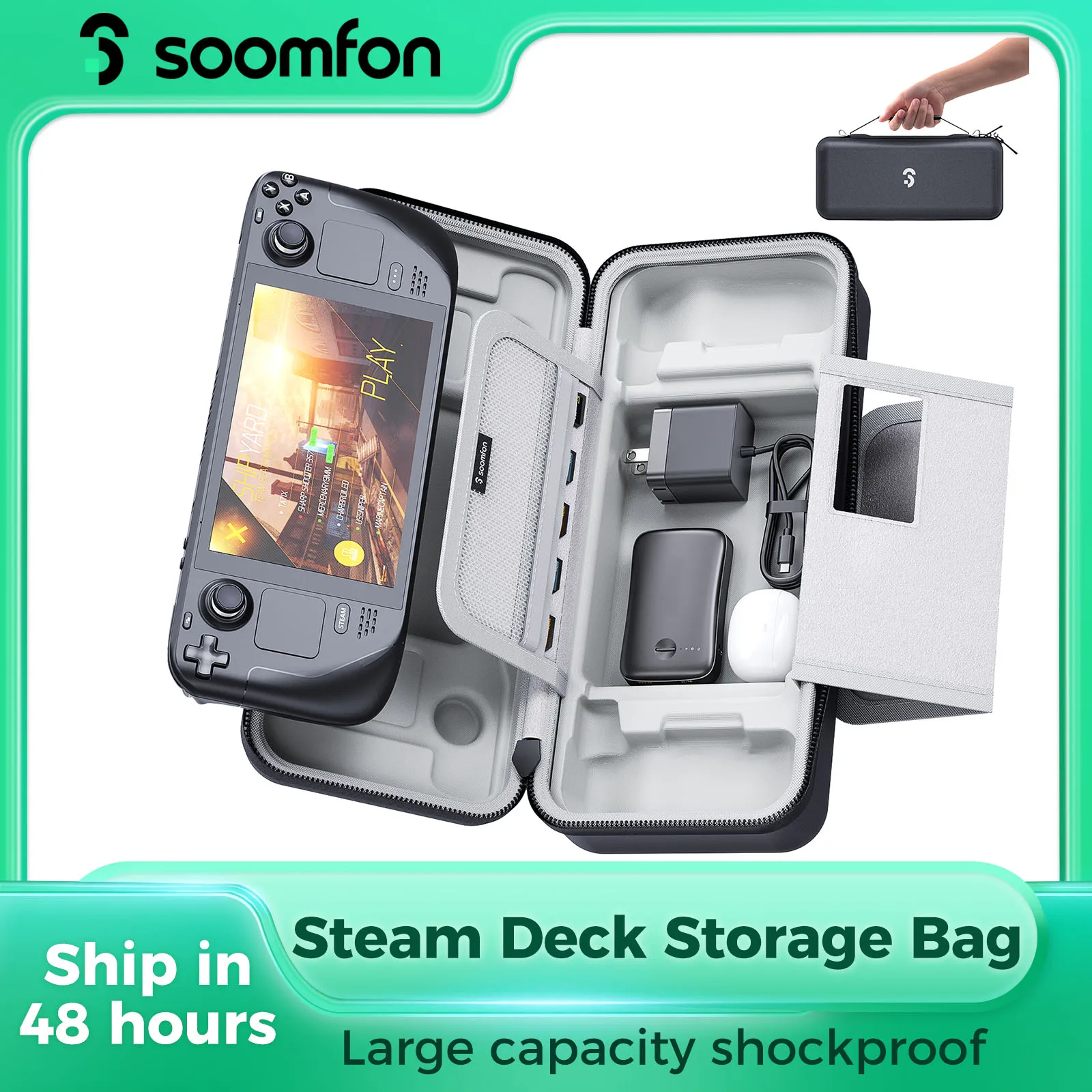 SOOMFON EVA Steam Deck Carrying Case Protective Hard Shell Portable ...
