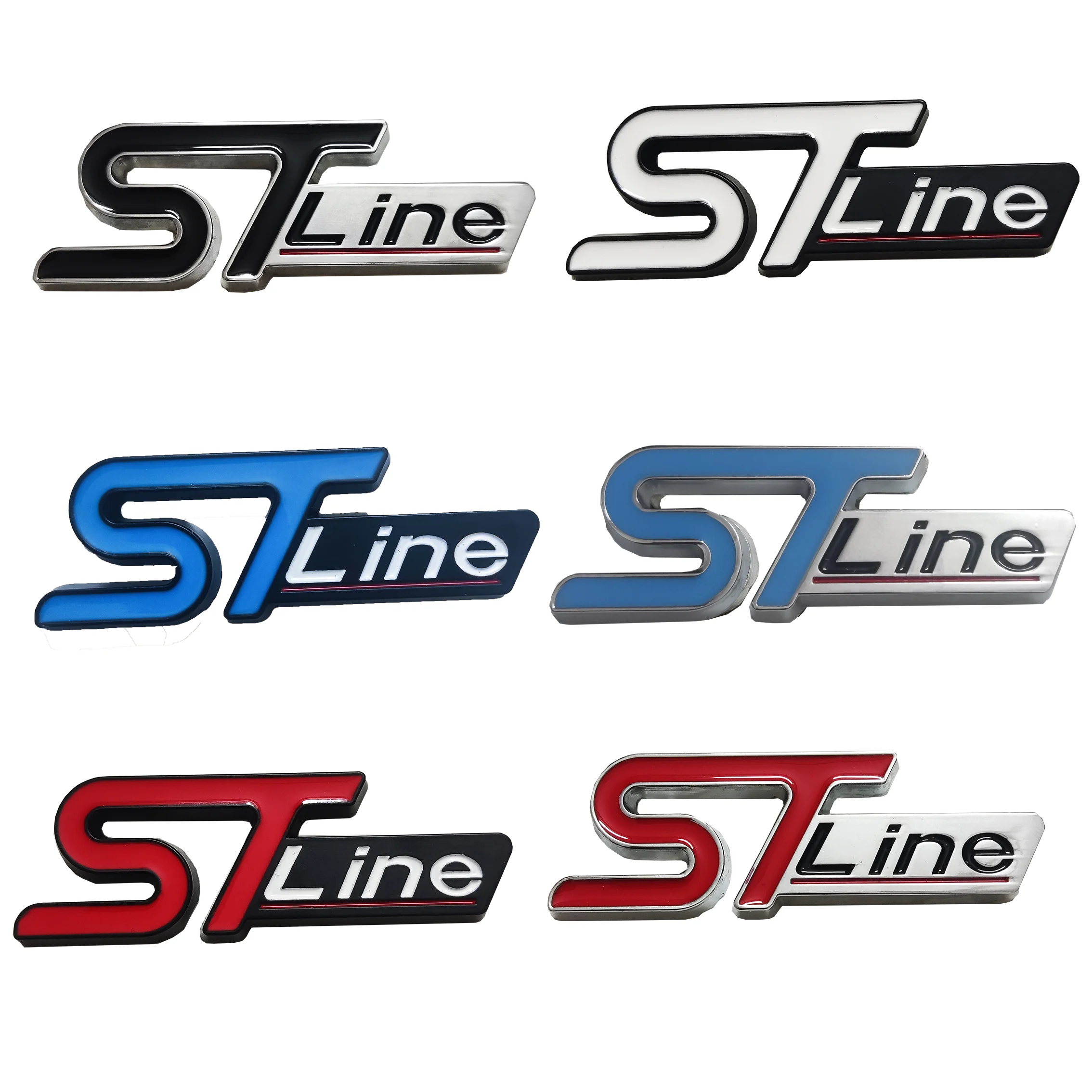 3D Car Front Grill Trunk Metal Logo ST Line Emblem Self-Sticker For ...