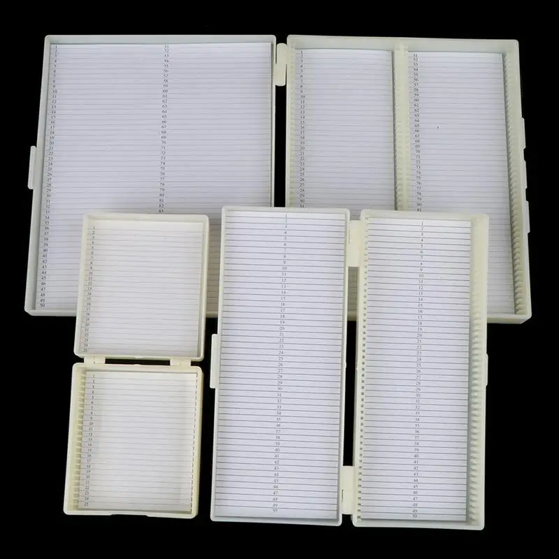 Plastic-Microscope-Glass-Slide-Box-25-50-100pcs-Biological-Slices ...