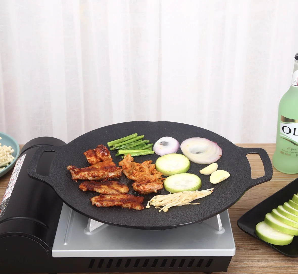 29/33cm Round Cast Iron Uncoated Frying Pan Outdoor Pancake