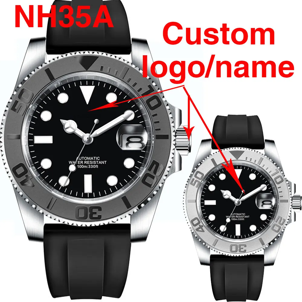 Custom Fashion Japan 24 Jewels Nh35 40mm Yacht Watch Case Automatic Men ...