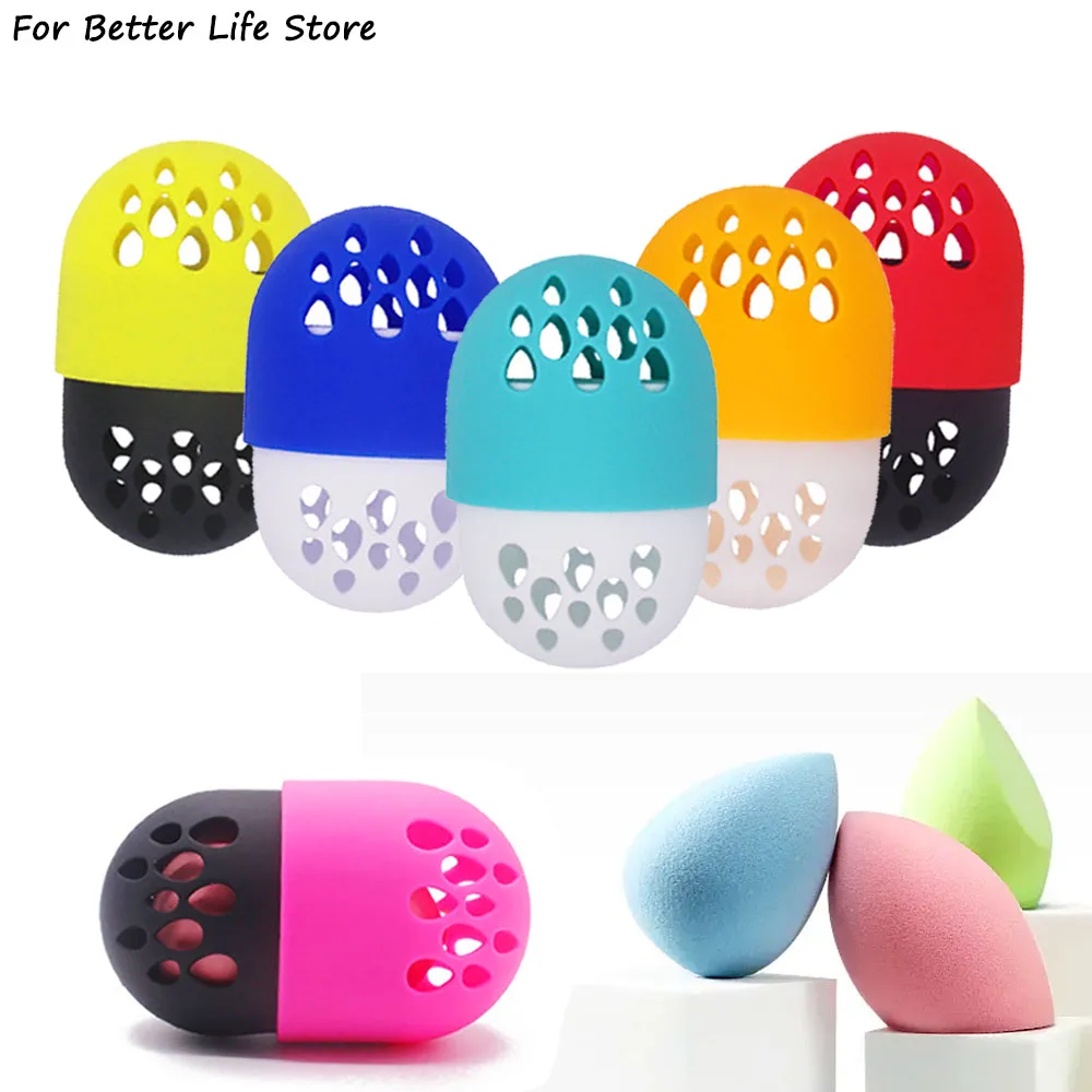 1Pc 6 Colour 44g Silicone Beauty Sponge Storage Box Egg Stand Powder ...