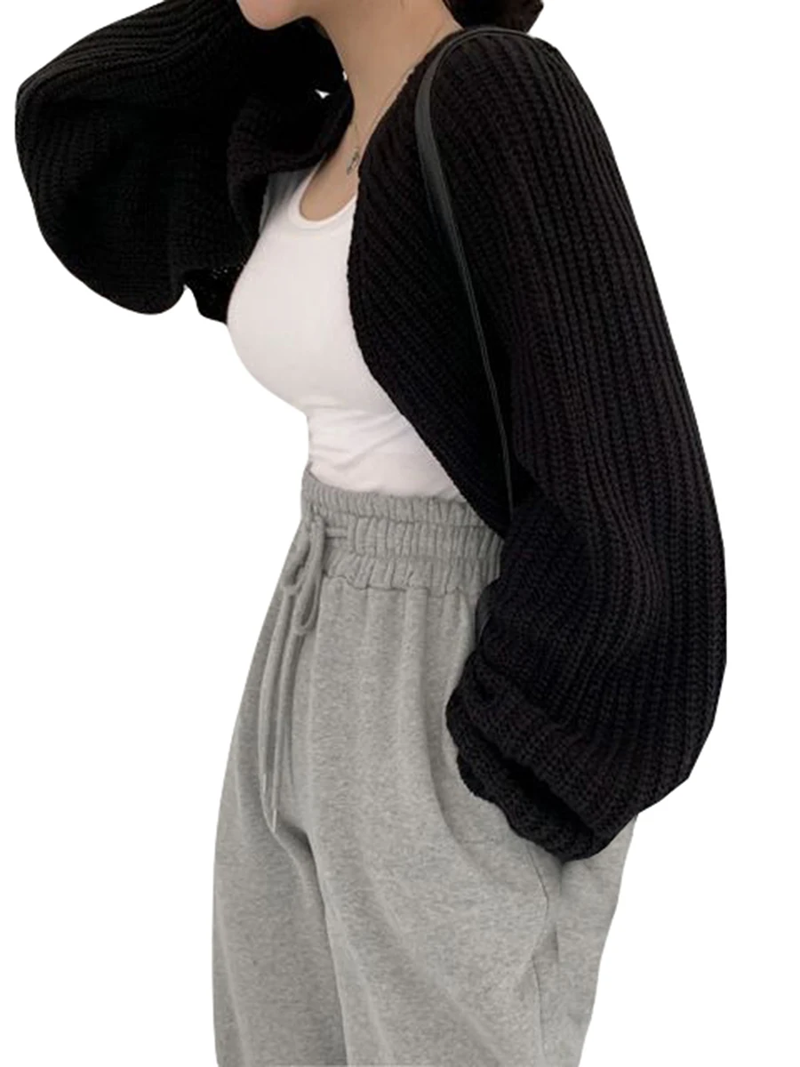 Shunvnny-Bolero-de-punto-con-frente-abierto-para-mujer-c-rdigans-de-manga-larga-recortados ...