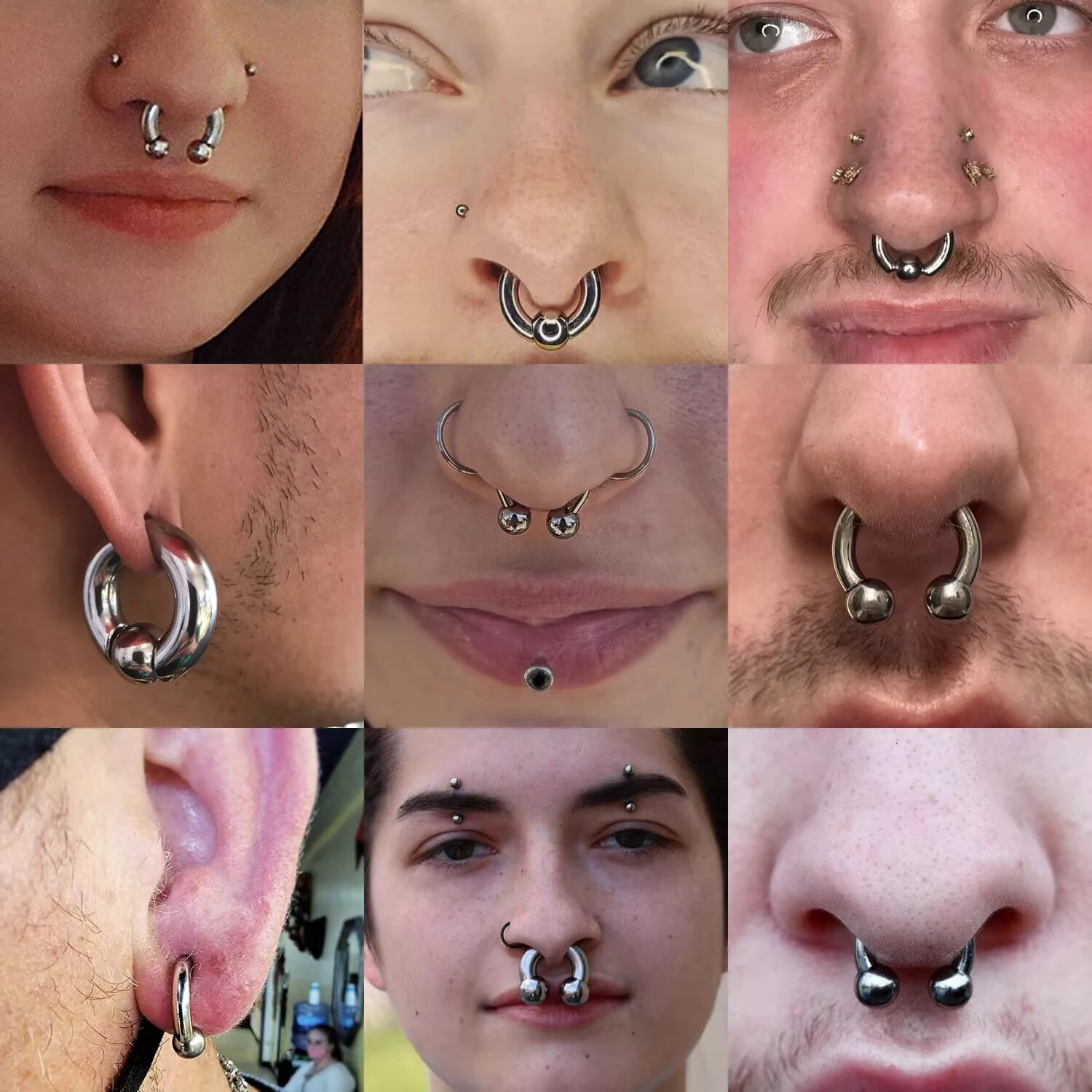 1PC 2 4 6 8G Steel Horseshoe Nose Ring Internal Threaded Large Size Earring Gauges Piercings Noses Ear Expander Septum Piercing