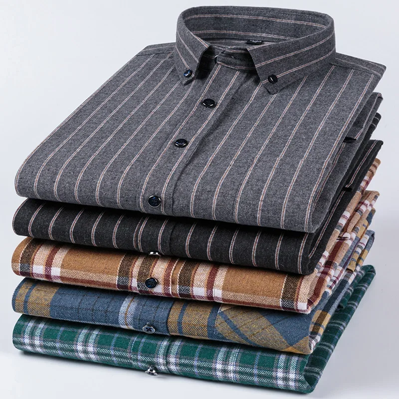 plus-size-100-sanding-long-sleeve-shirts-for-men-casual-slim-fit-formal ...