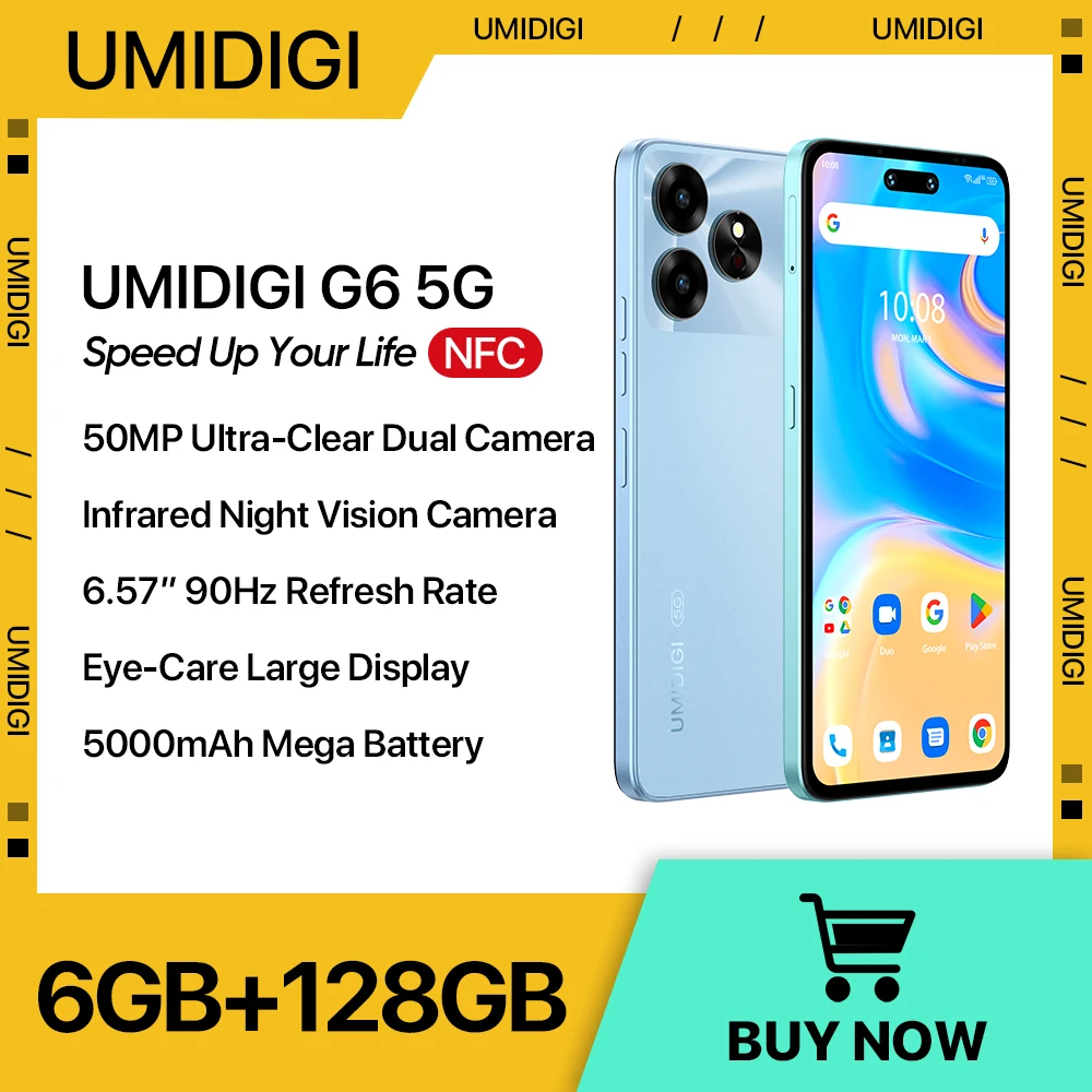 5G-UMIDIGI-G6-5G-Cellphone-Android-13-Dimensity-6100-8-Core-6-57-90Hz ...