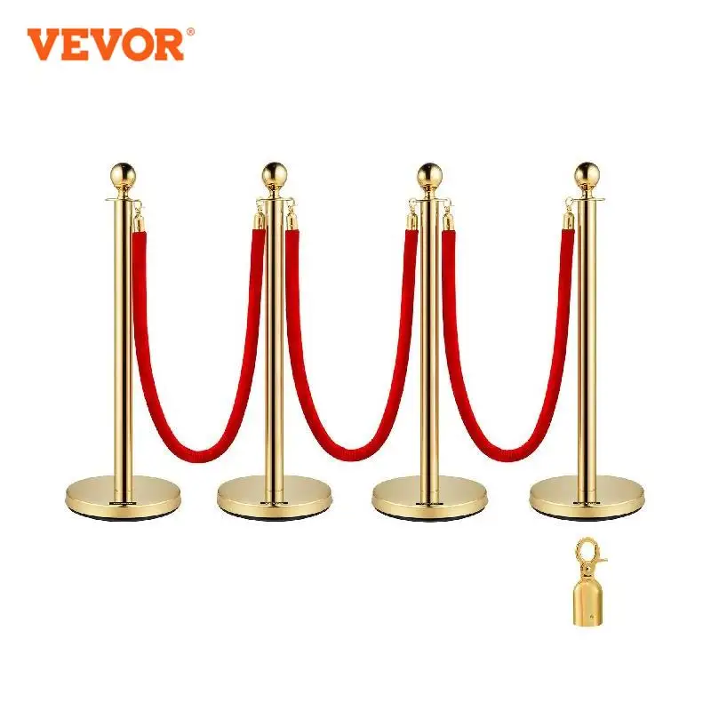 VEVOR-38Inch-Gold-Silver-Stanchion-Posts-Queue-Red-Velvet-Rope-Crowd ...