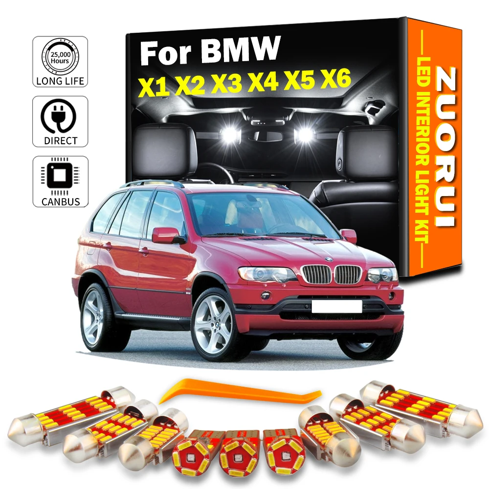 LED Interior Door Map Foot Roof Sun Visor Light Car Bulbs Kit For BMW ...