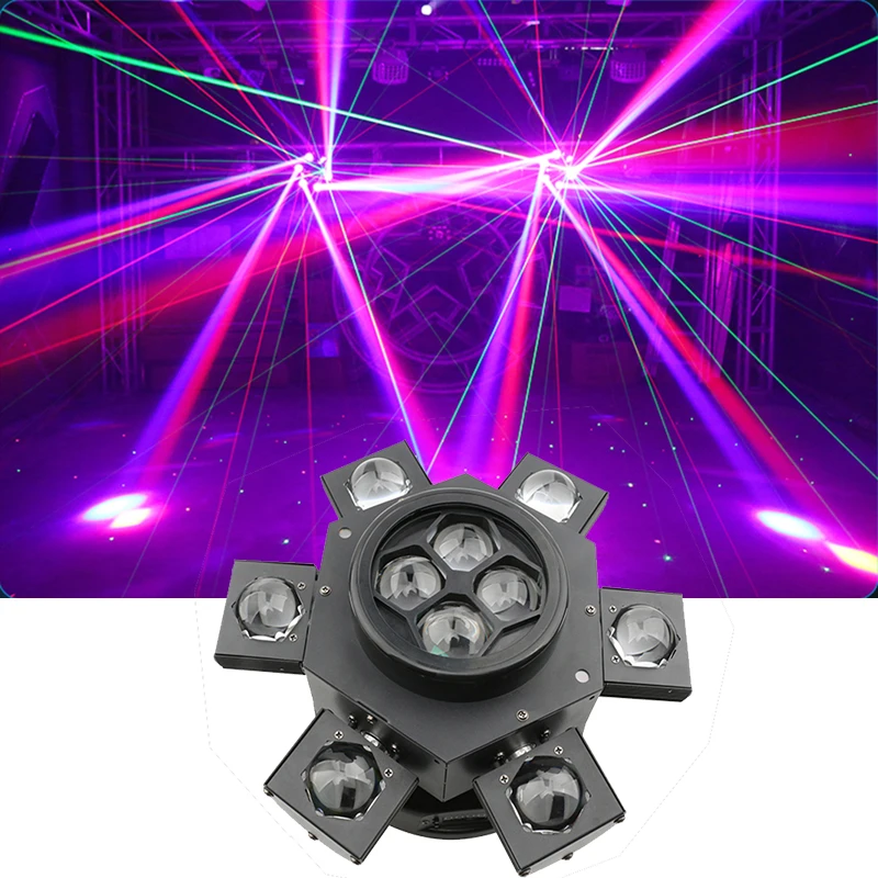 New-DJ-Lights-6-Arm-Bee-Eyes-LED-Beam-Moving-Head-Light-with-RG-Laser ...