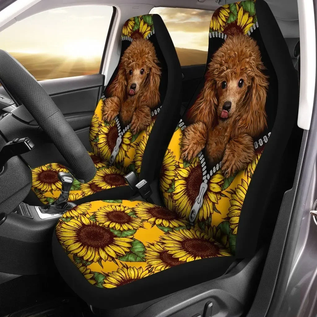 Sunflower-Cute-Poodle-Car-Seat-Covers-Custom-Car-Accessories-For-Poodle ...