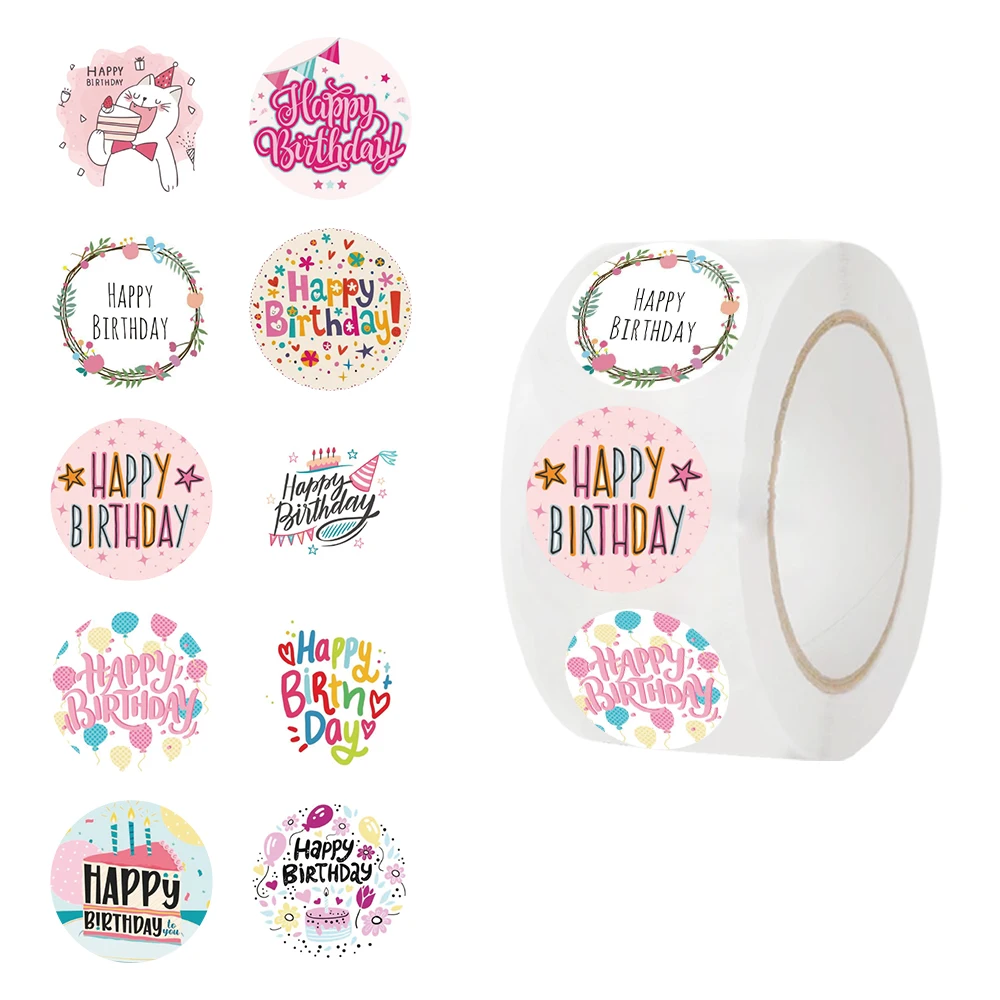 500pcs-Cartoon-Happy-Birthday-Stickers-Roll-for-Gift-Wrapping ...