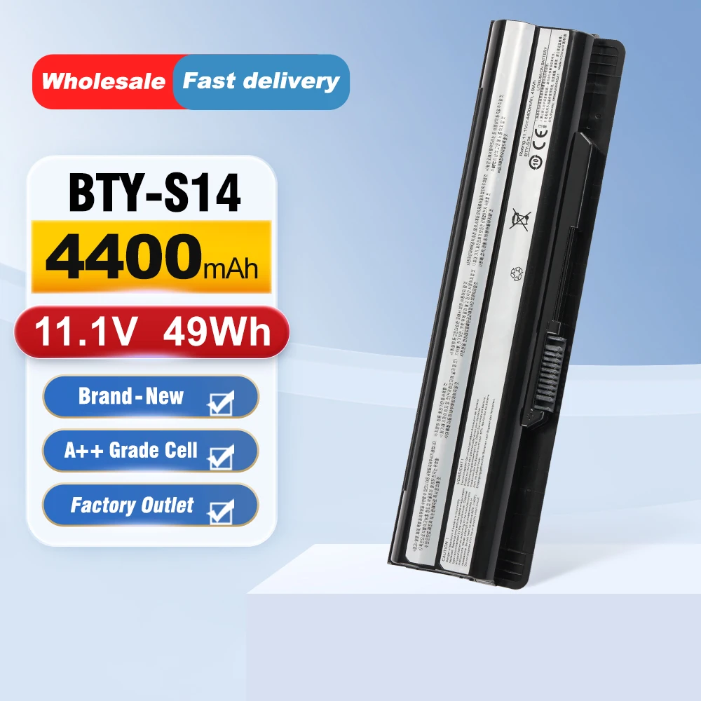 ETESBAY BTY-S14 4400mAh/49WH Laptop Battery For MSI GE70 GE60 FX720 ...