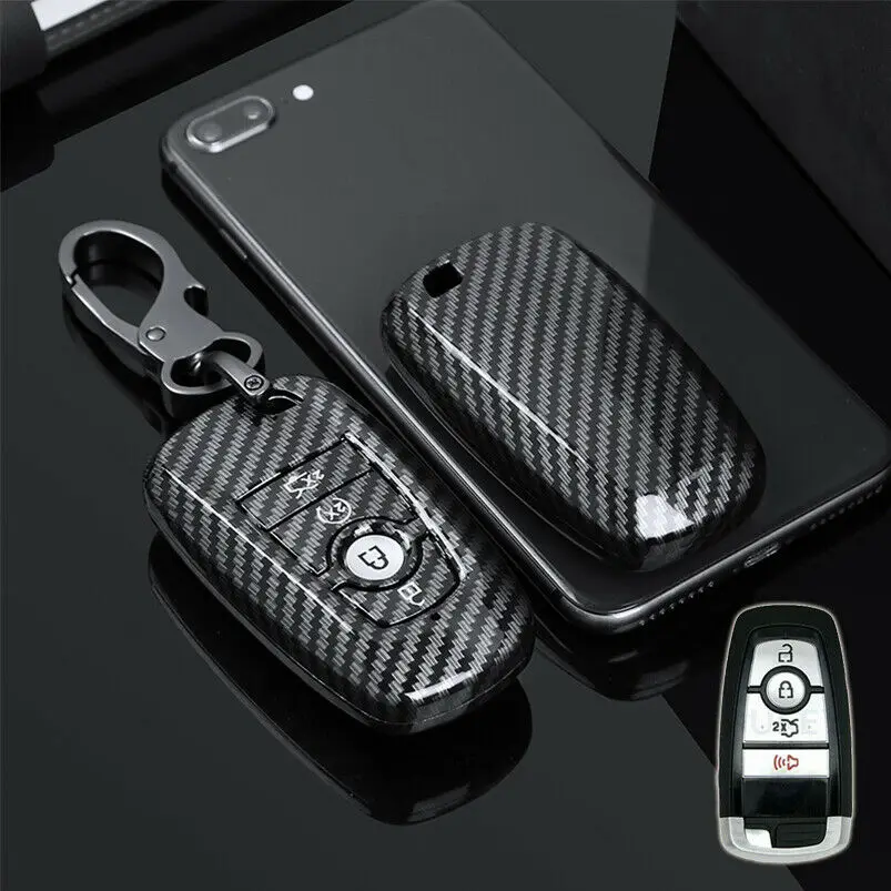 Carbon-Fiber-ABS-Car-key-cover-For-Ford-Fusion-Mustang-Explorer-F150 ...